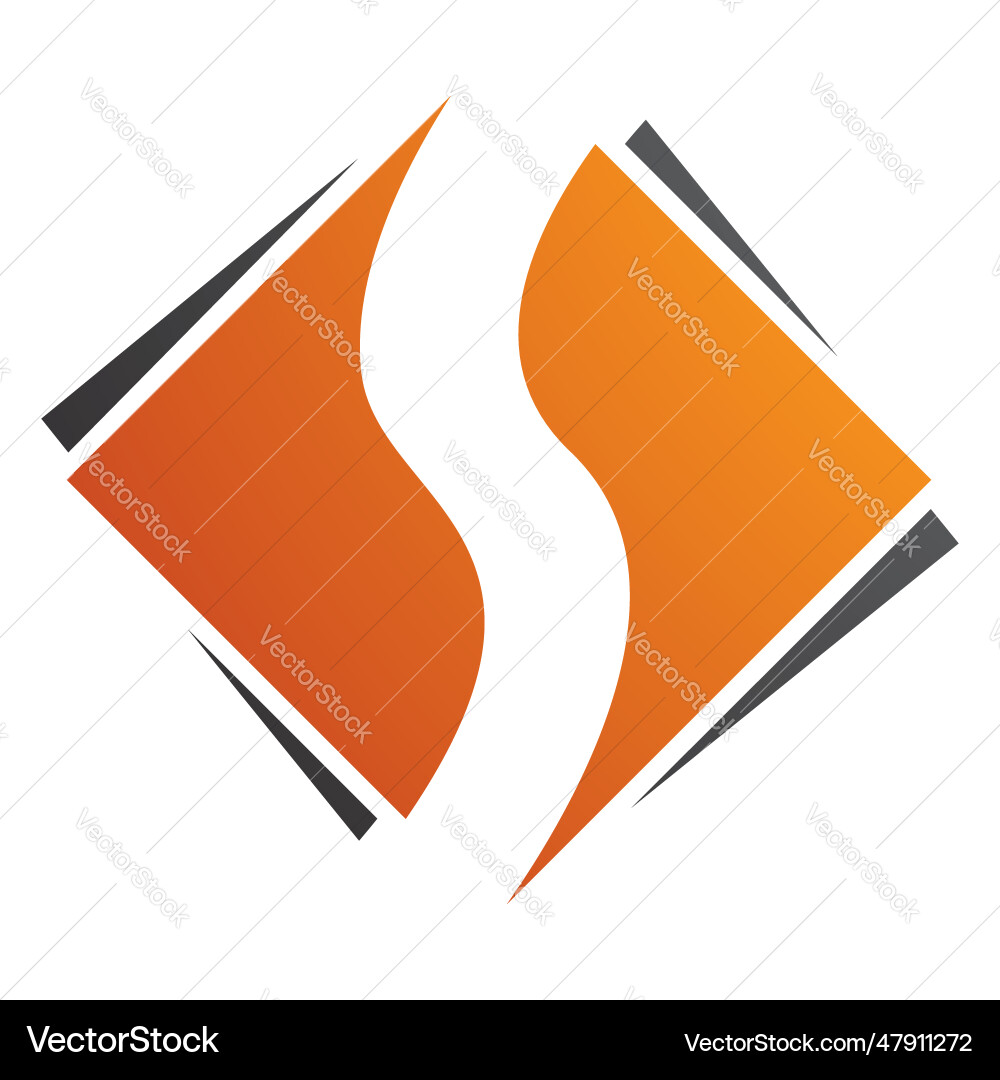 Orange and black square diamond shaped letter s Vector Image