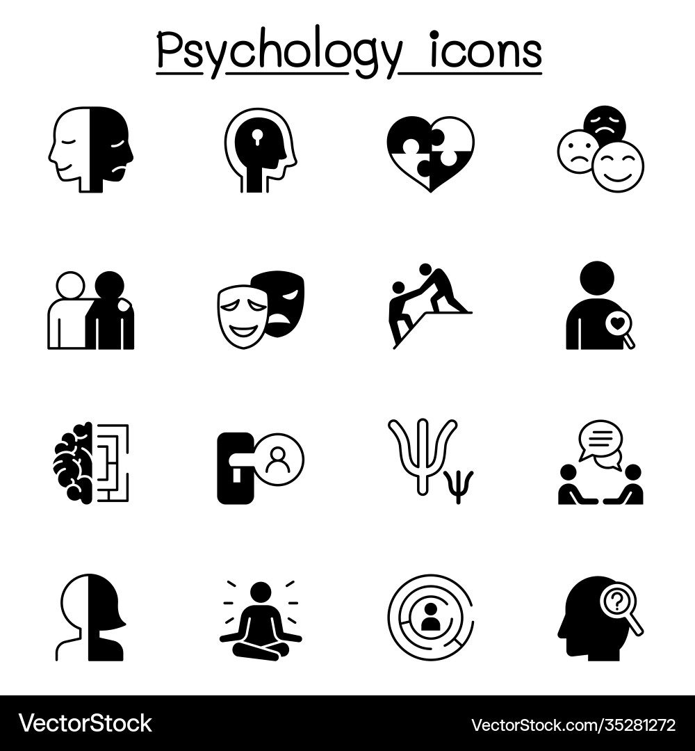 Psychology icons set graphic design Royalty Free Vector
