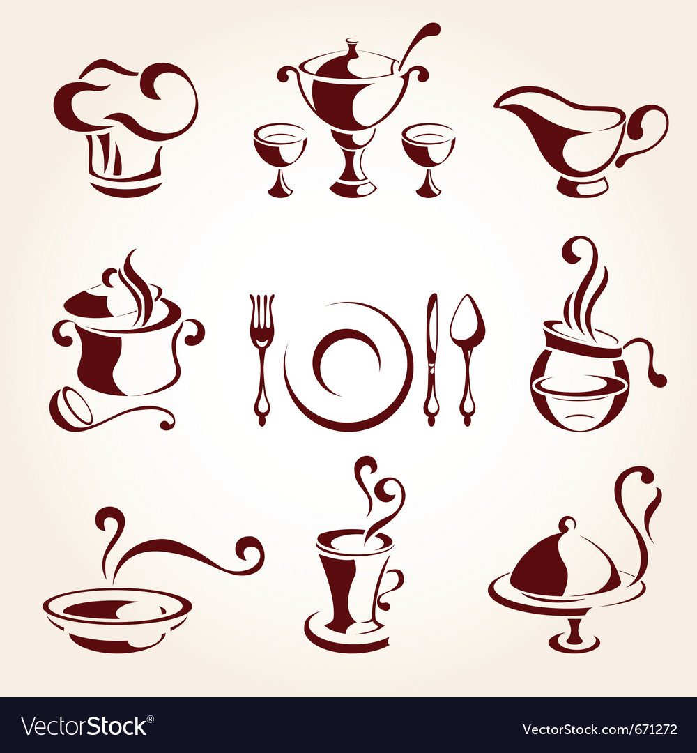 Restaurant elements set Royalty Free Vector Image
