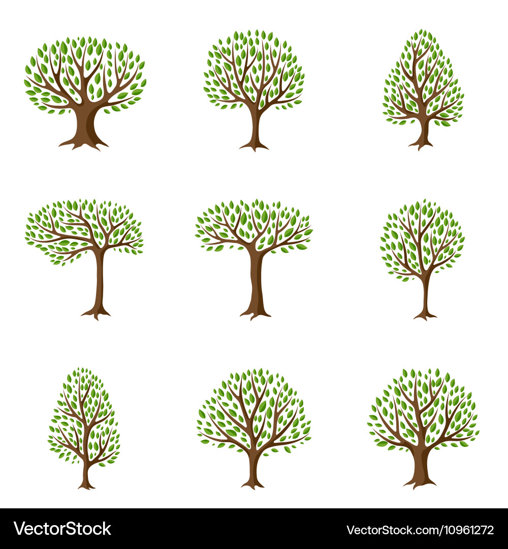 Set of abstract stylized trees Natural Royalty Free Vector