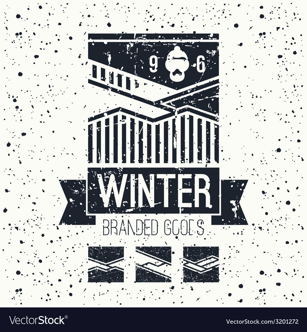 Snowboard winter mountains emblem Royalty Free Vector Image