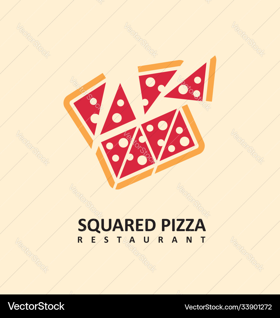 Squared pizza logo made for italian restaurants Vector Image