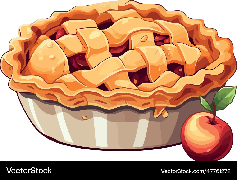 Sweet pie fruit apple decoration Royalty Free Vector Image