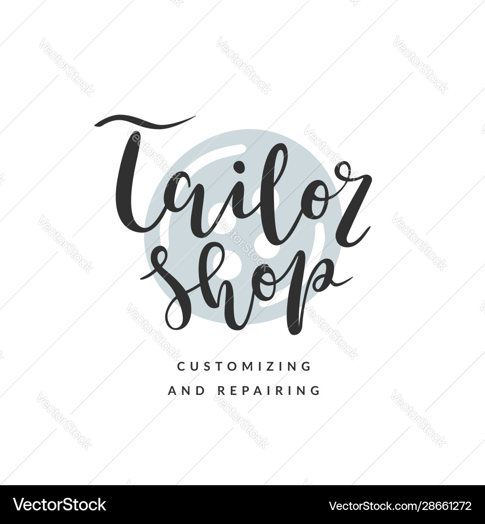 Tailor shop lettering logo with simple stamp Vector Image