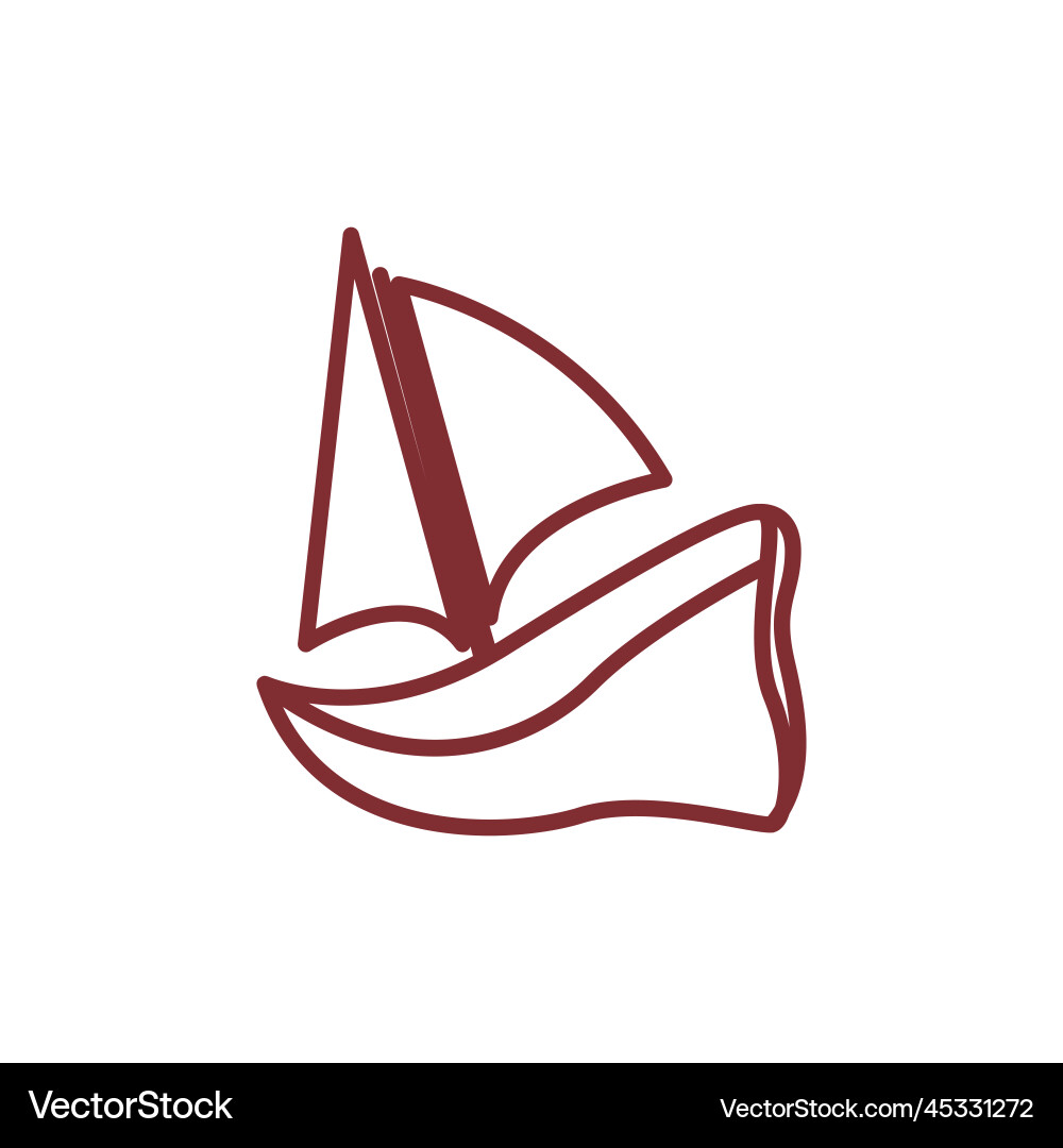 Wood line boat icon logo Royalty Free Vector Image