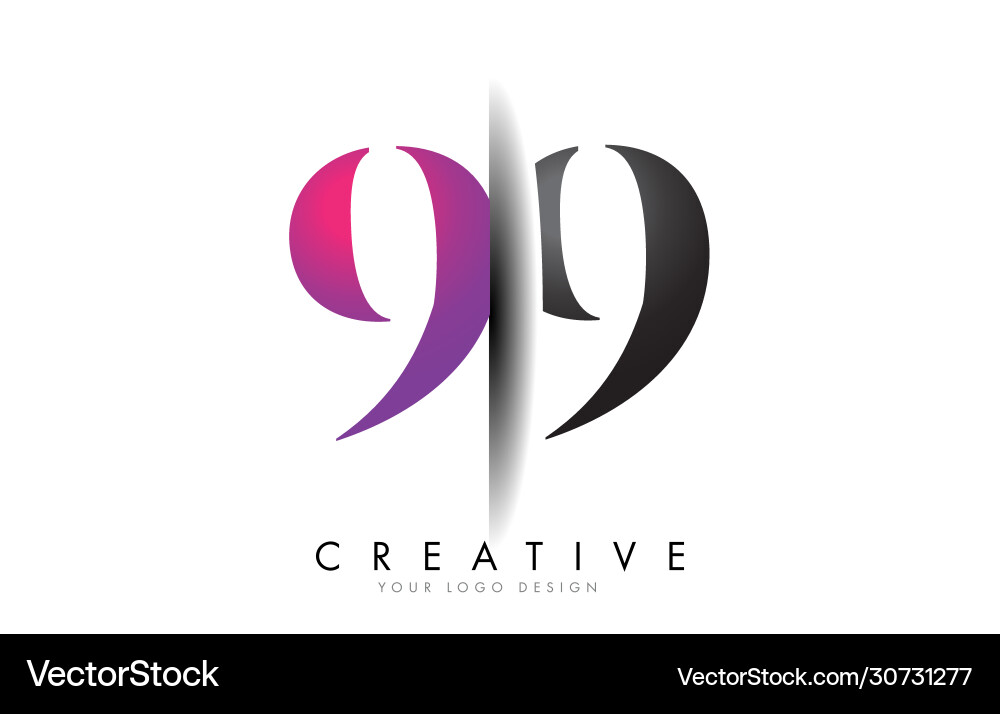 99 9 grey and pink number logo with creative Vector Image
