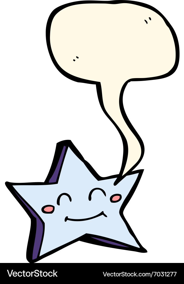 Cartoon happy star character with speech bubble Vector Image
