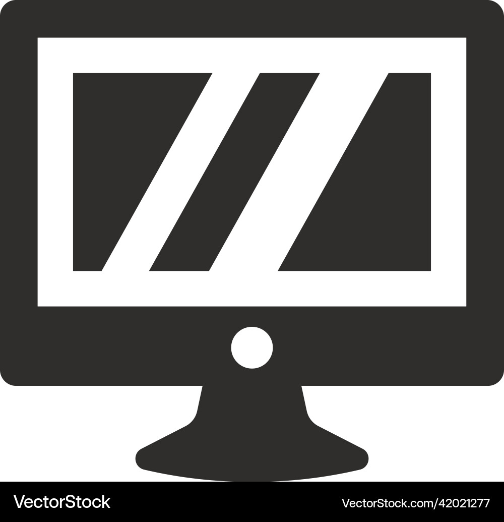Computer monitor icon on white background Vector Image