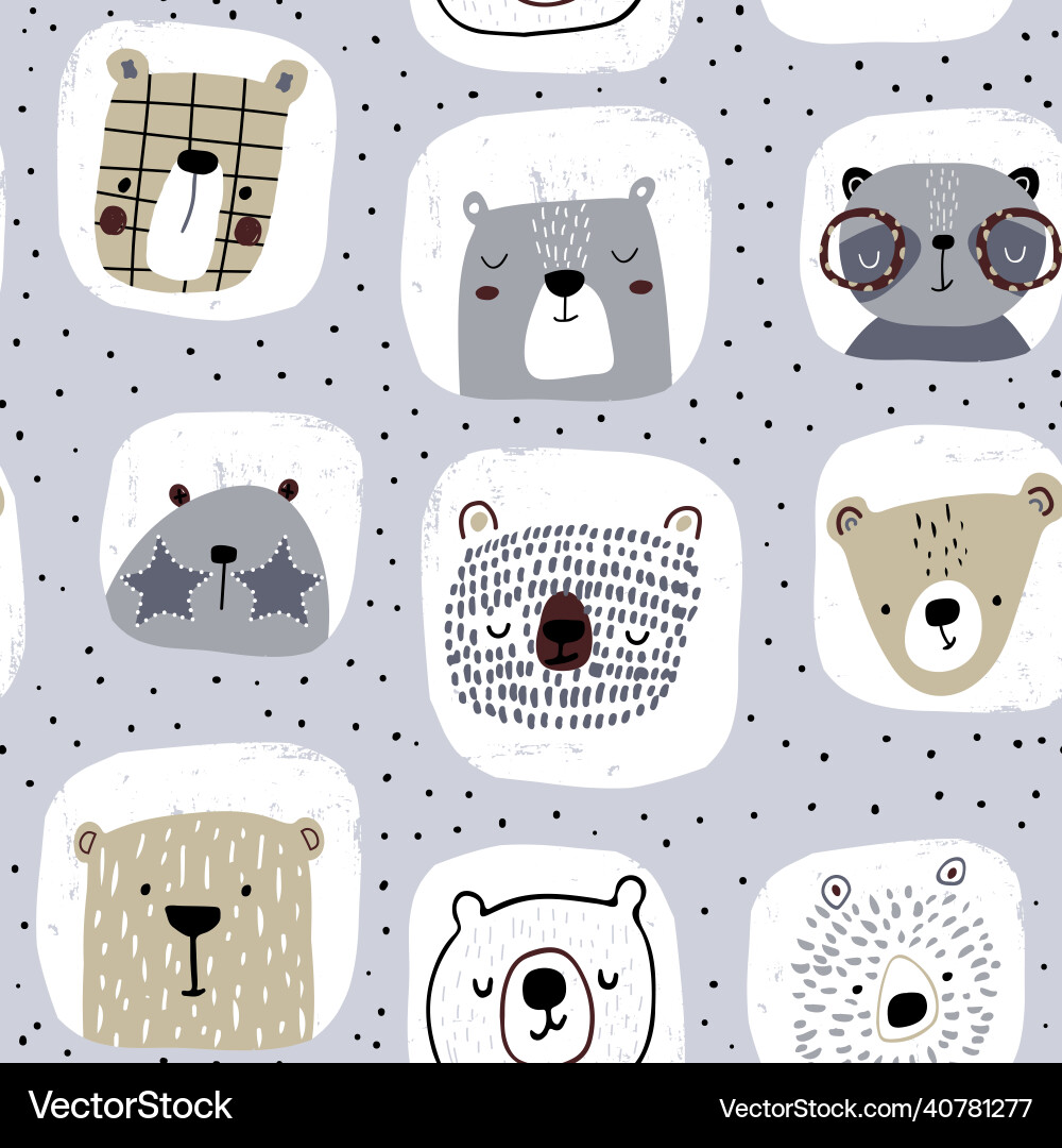 Creative Seamless Pattern With Cute Hand Drawn Vector Image