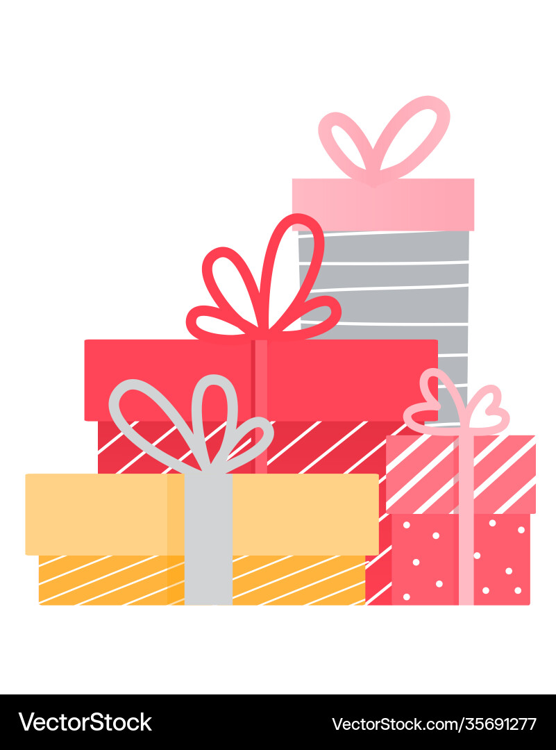 Cute cartoon isolated gift box with bows Vector Image