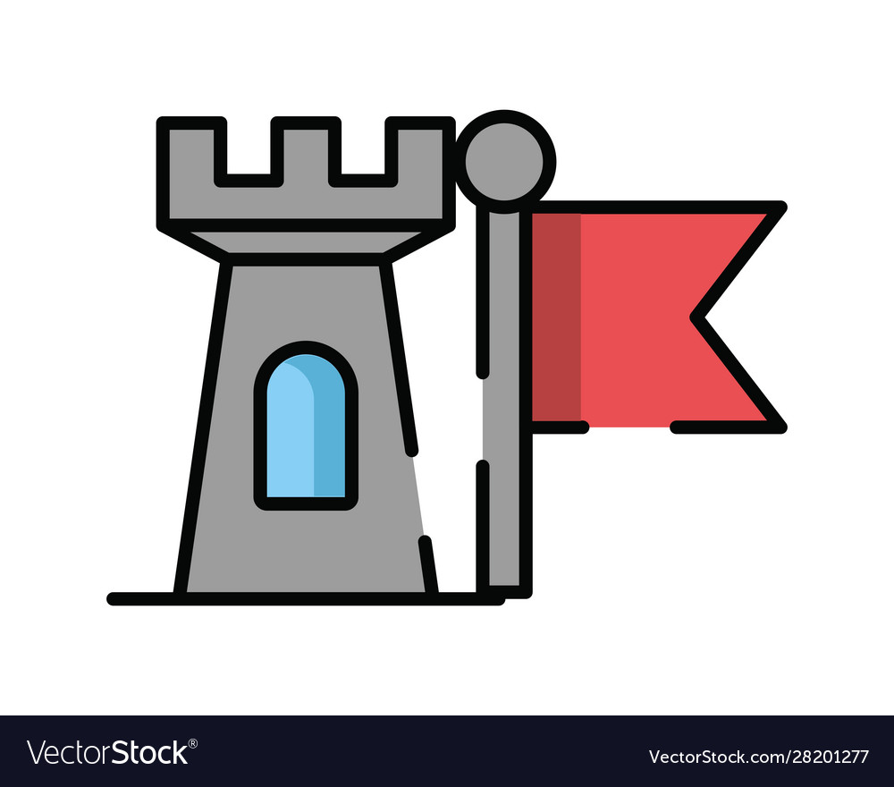 Flag guide position with tower Royalty Free Vector Image