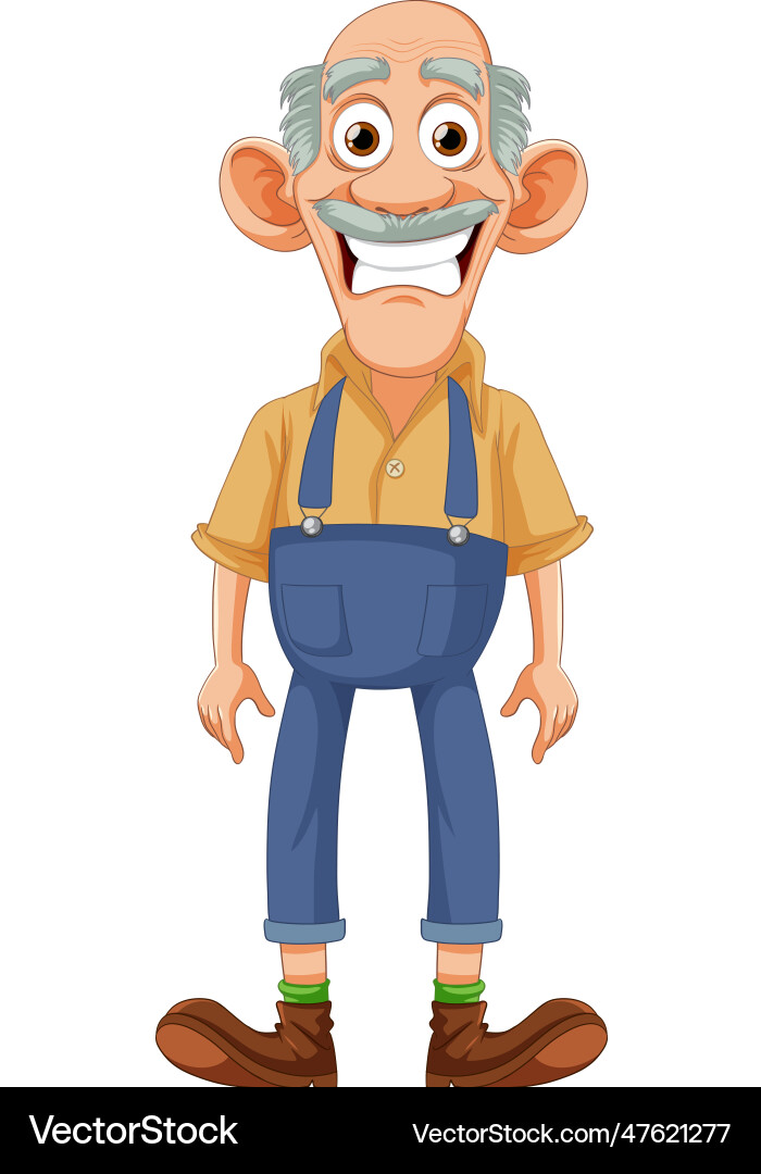 Funny old farmer cartoon character Royalty Free Vector Image