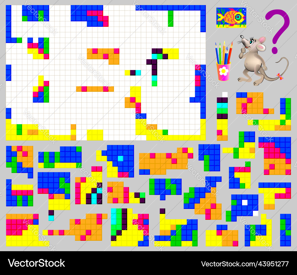 Logic puzzle game need to find the correct place Vector Image
