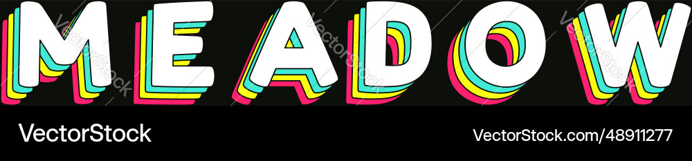 Meadow - retro rainbow typography faded style Vector Image