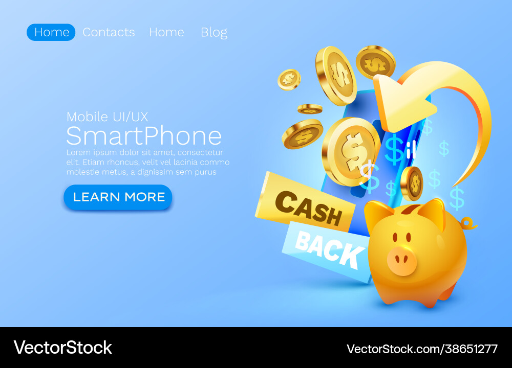Mobile cash back service financial payment Vector Image