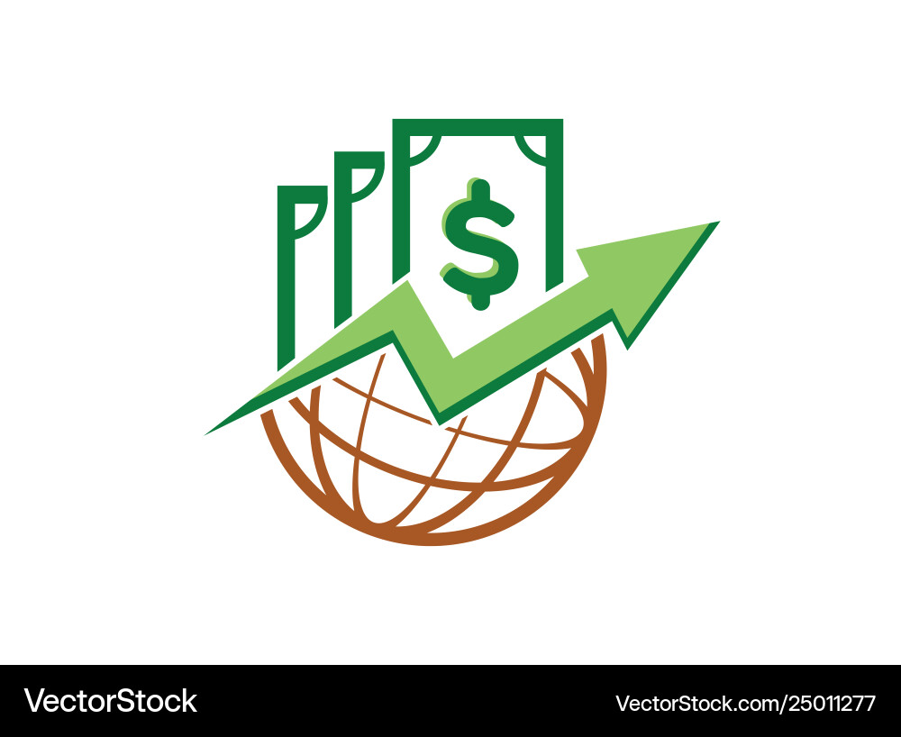Money chart in globe icon for logo design Vector Image