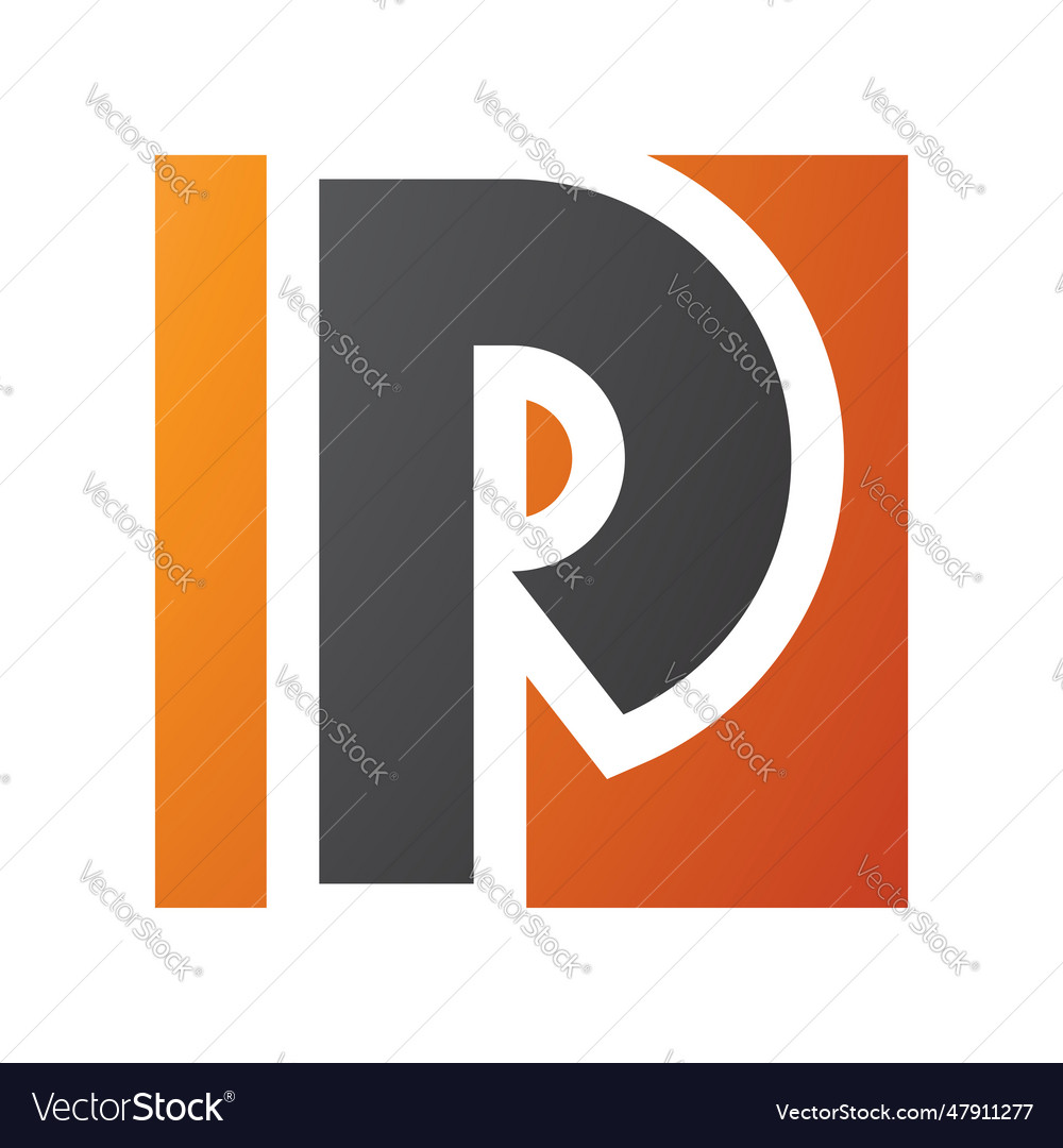 Orange and black square letter p icon Royalty Free Vector