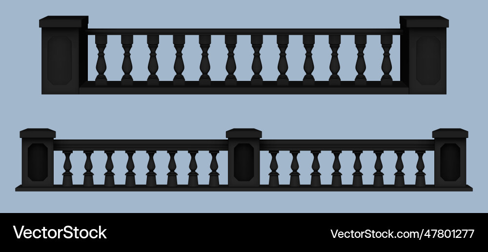 Realistic 3d set of classical balustrade handrails