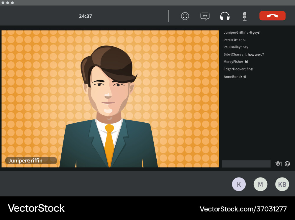 Screen video conference with businessman Vector Image