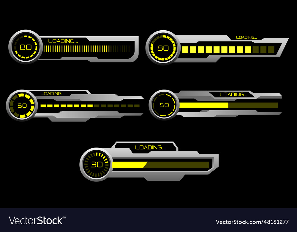 Set of hud modern loading progress bars user Vector Image Set of hud modern loading progress bars user Vector Image