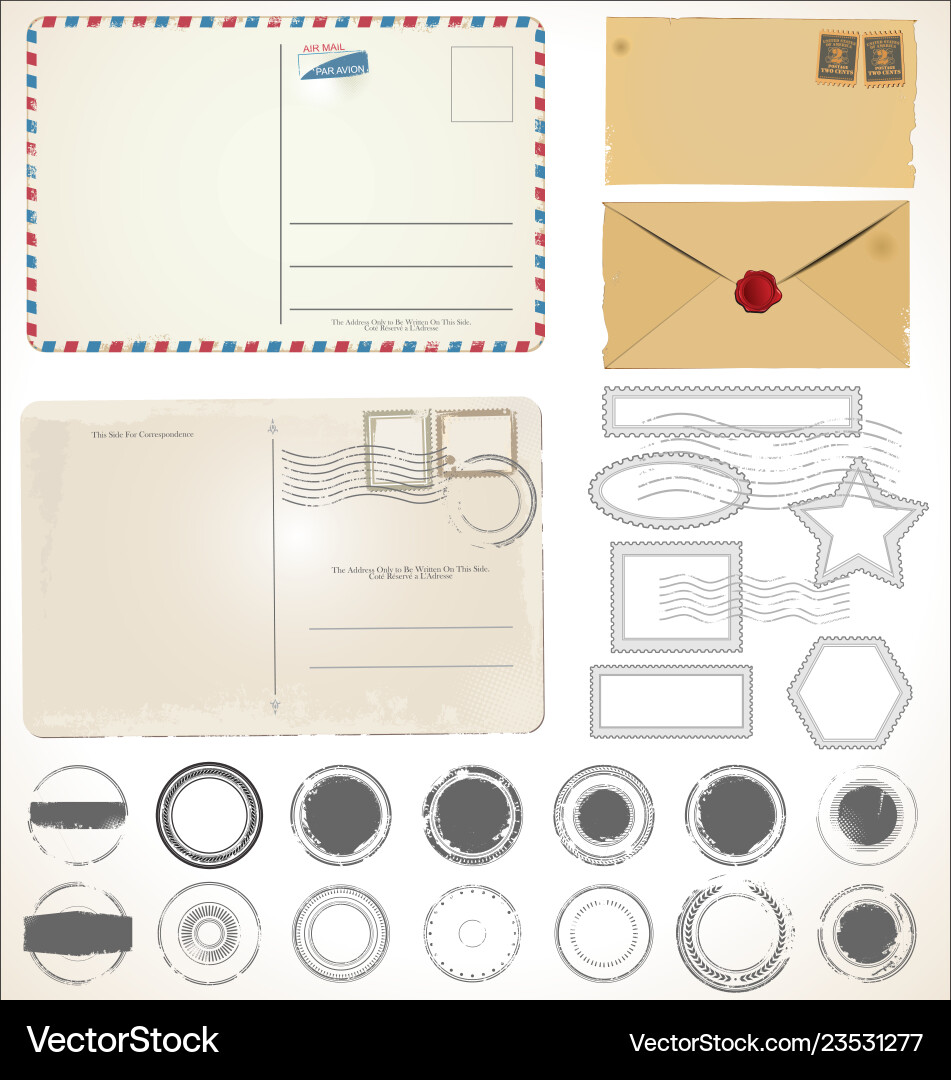 Set of post stamp symbols Royalty Free Vector Image