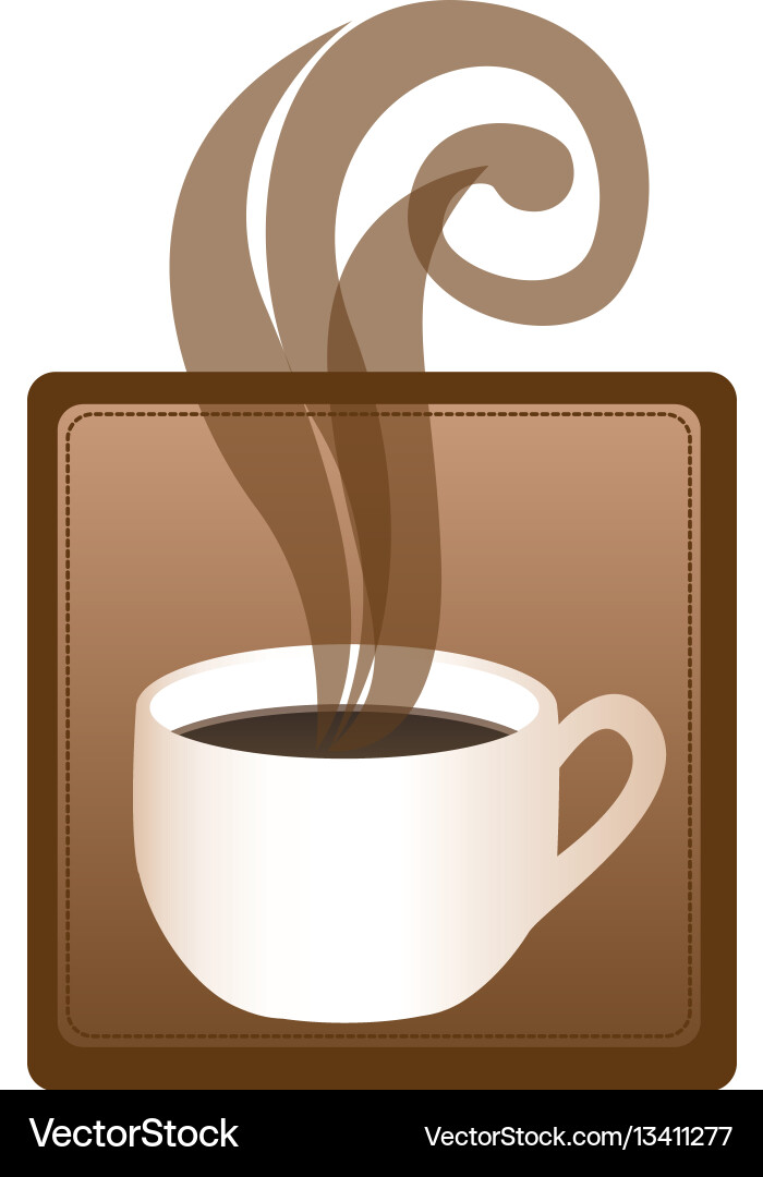 Square emblem with hot cup of coffee Royalty Free Vector