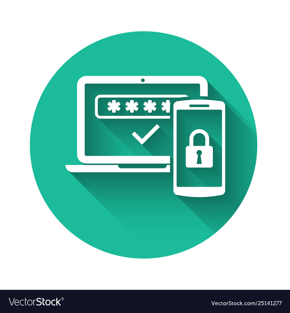 White multi factor two steps authentication icon Vector Image