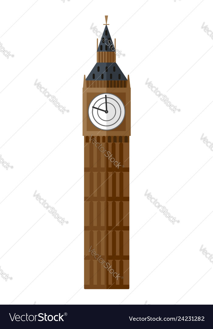 Big ben tower london flat isolated Royalty Free Vector Image Big ben tower london flat isolated Royalty Free Vector Image