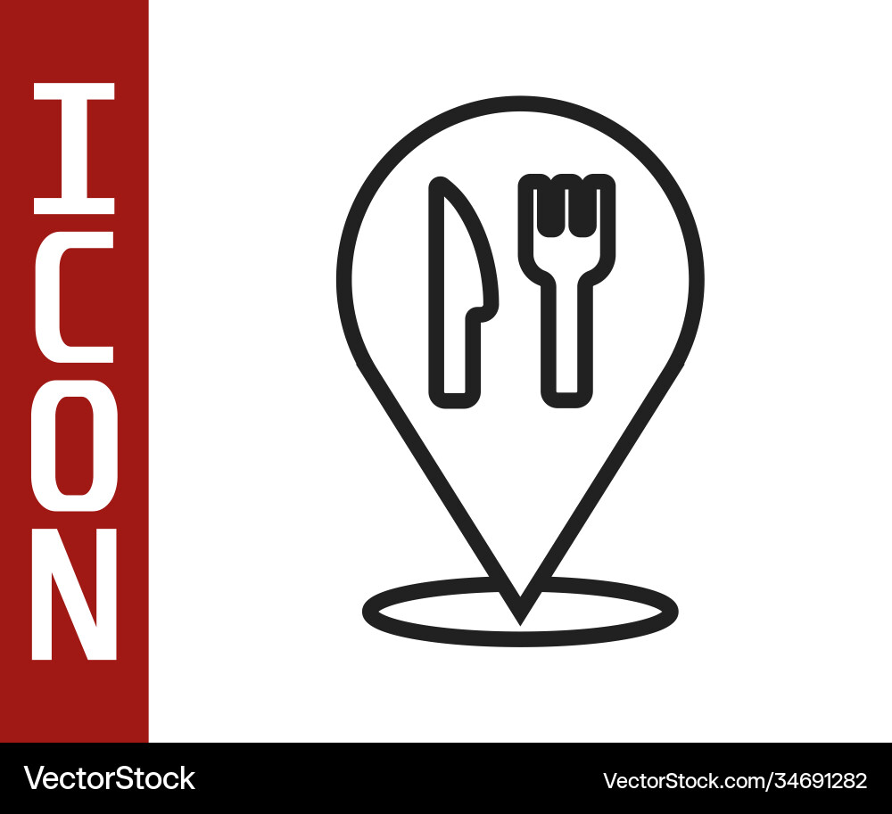 Black line cafe and restaurant location icon Vector Image
