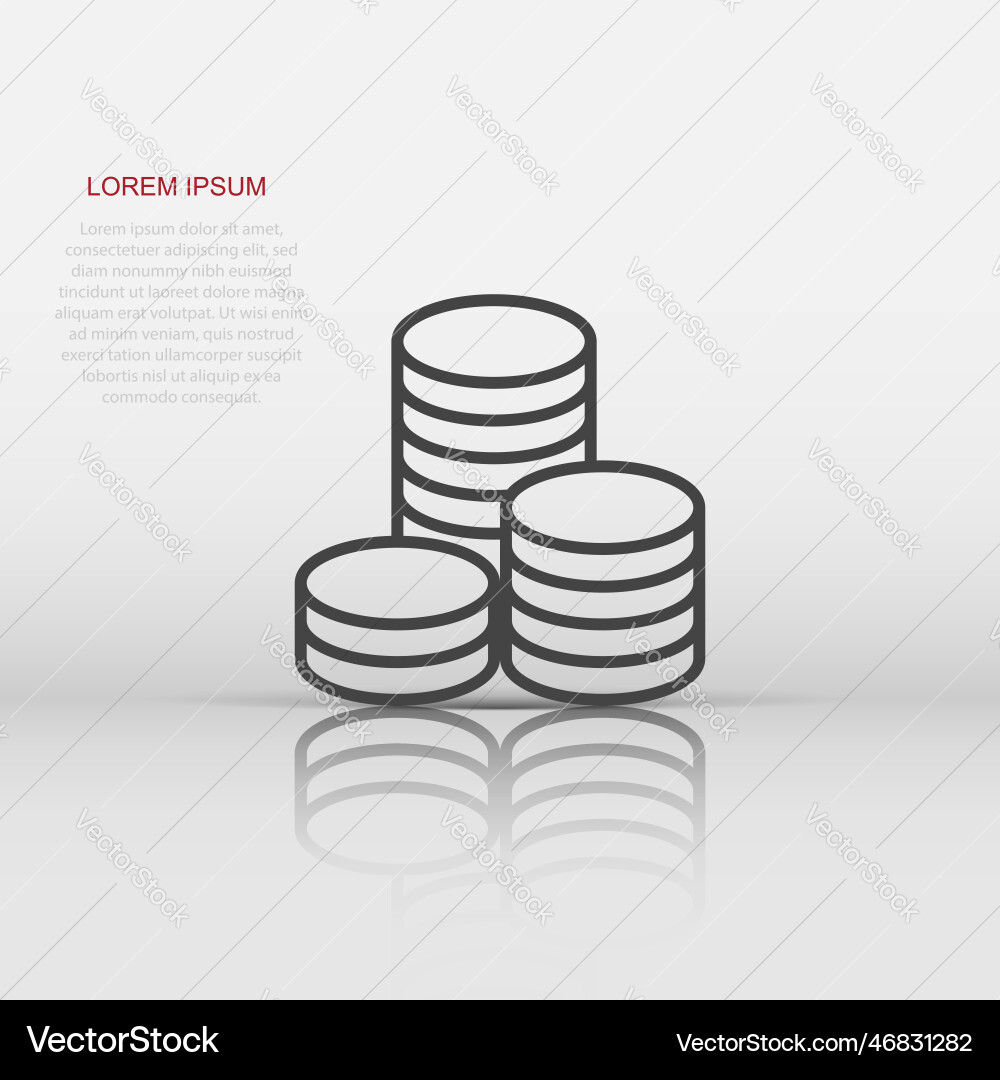 Coins stack icon in flat style money coin sign Vector Image