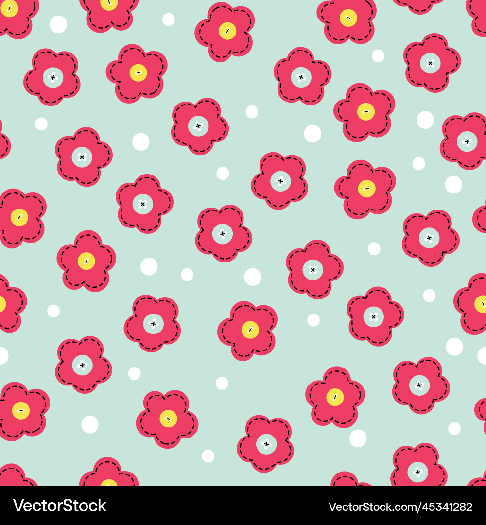 Cute patchwork flowers seamless pattern Royalty Free Vector