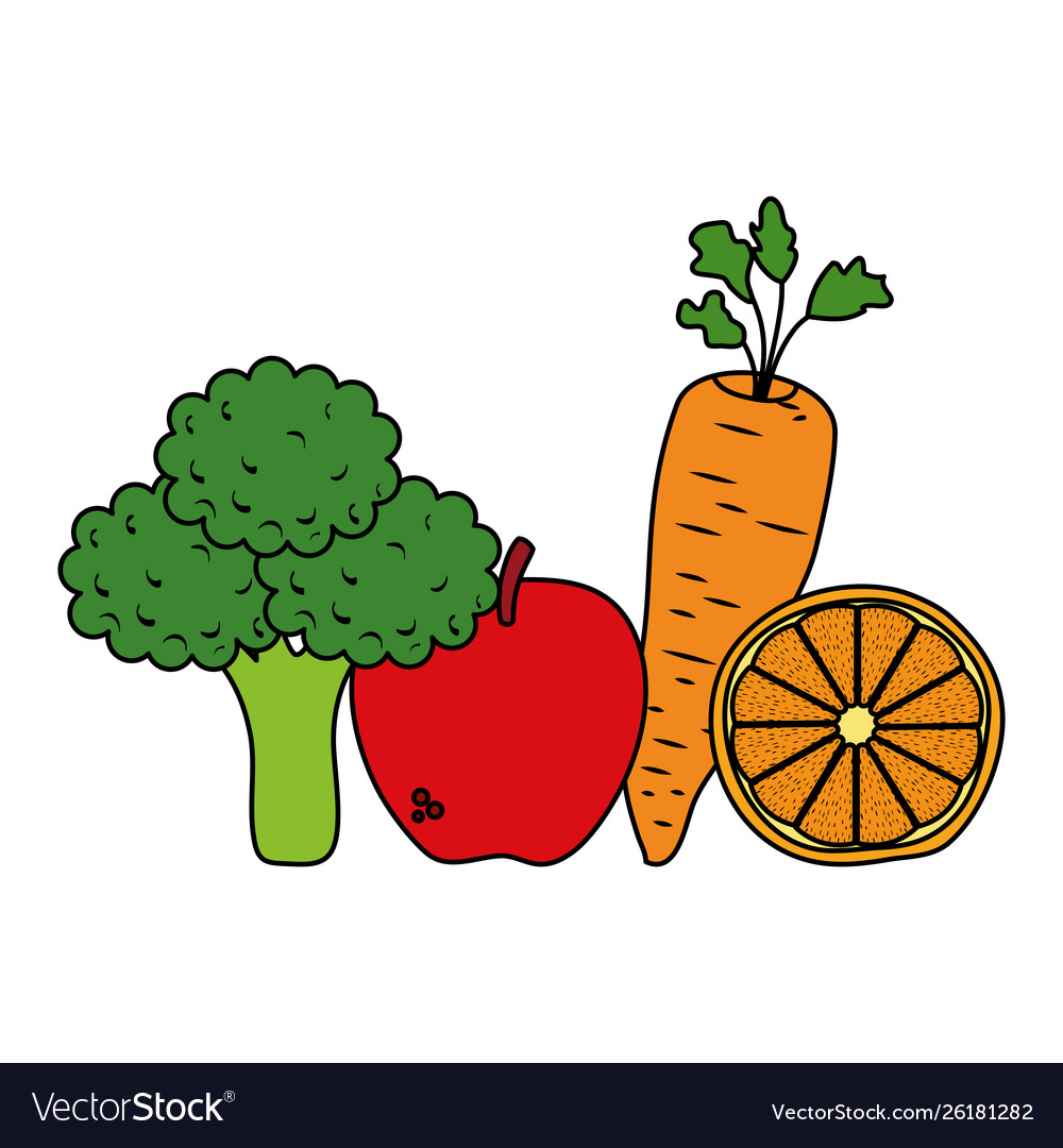 Fresh vegetables and fruits healthy food Vector Image