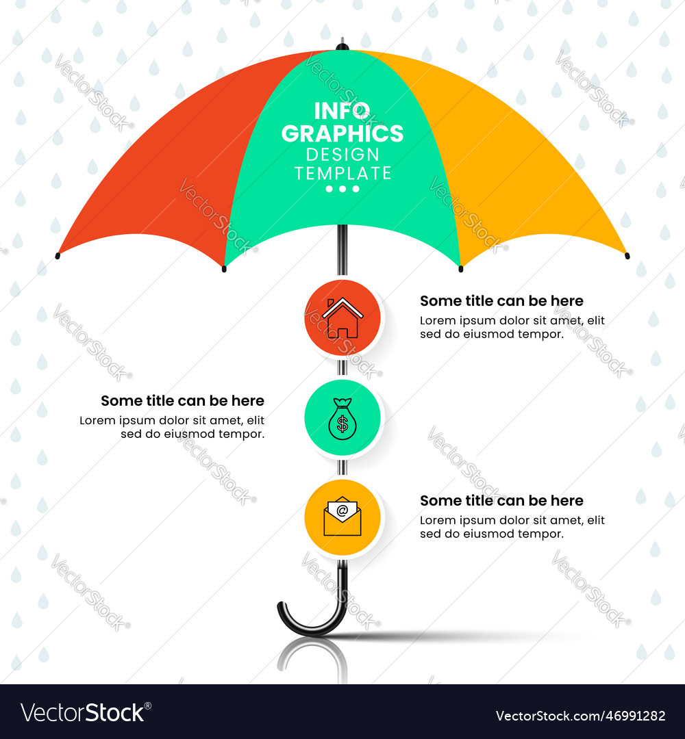 Infographic template umbrella with 3 icons Vector Image