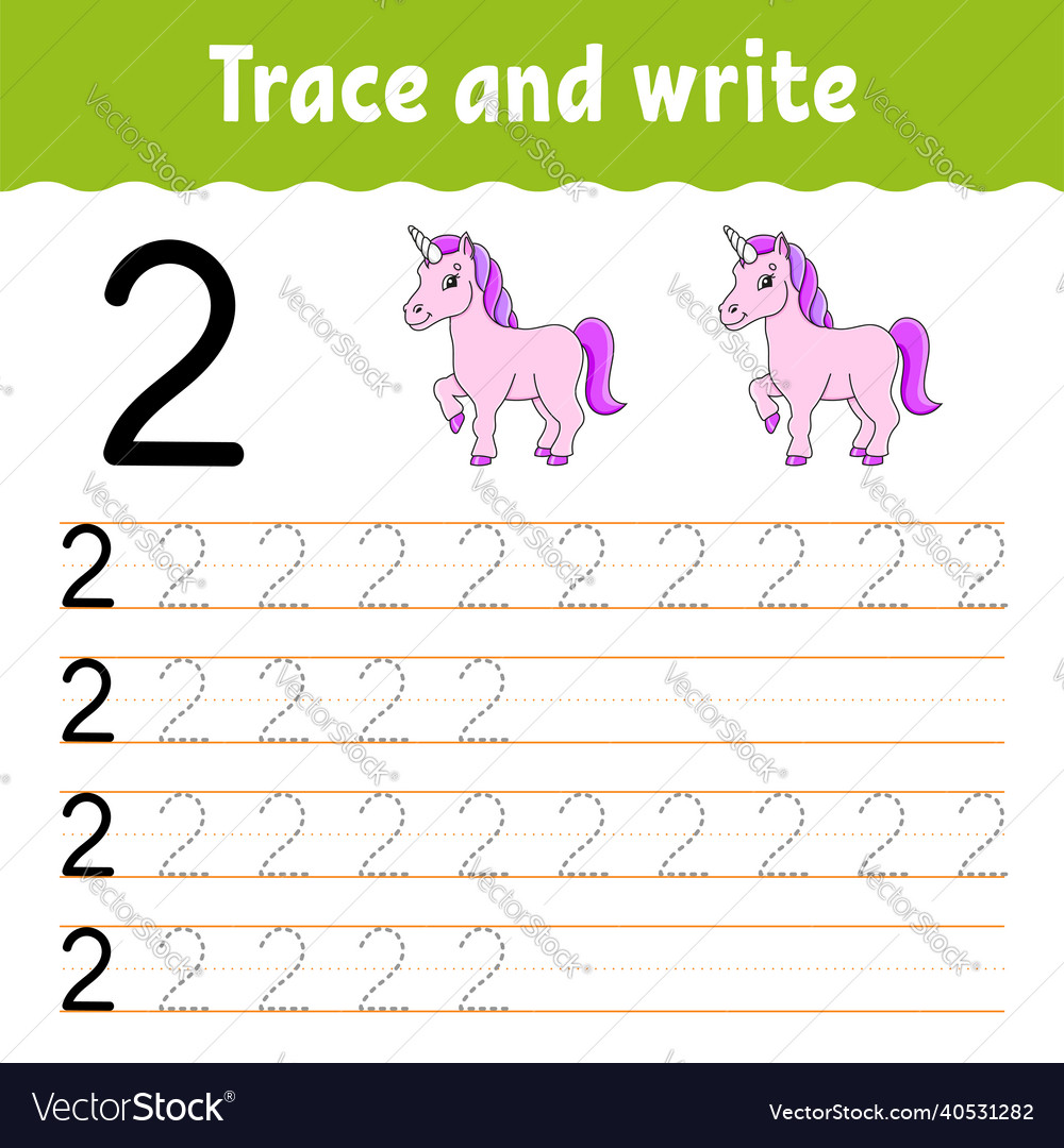 Learn numbers trace and write handwriting Vector Image