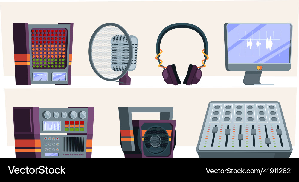 Music studio speaker audio mixer acoustic Vector Image