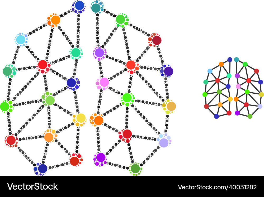 Neural network mosaic of small circles Royalty Free Vector