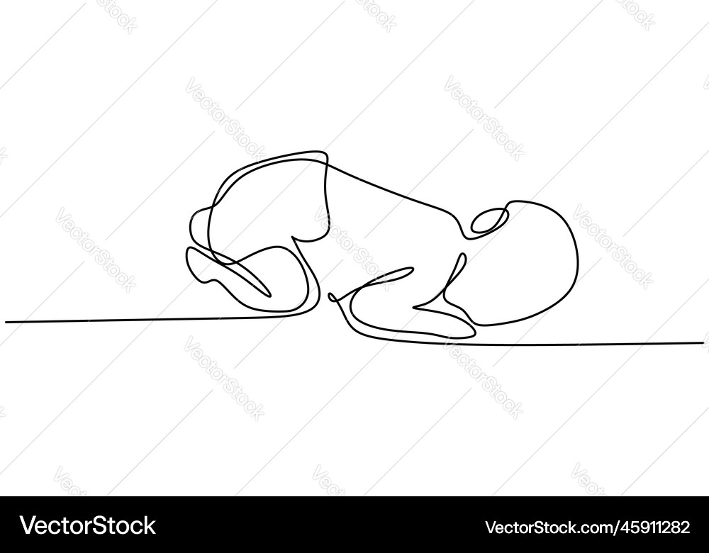 One continuous line drawing of cute sleeping baby Vector Image