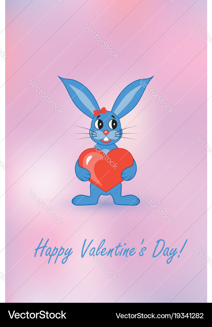 Postcard on valentines day with a rabbit Vector Image