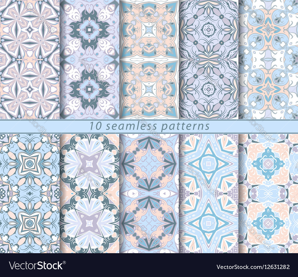 Set of ten seamless abstract patterns Royalty Free Vector
