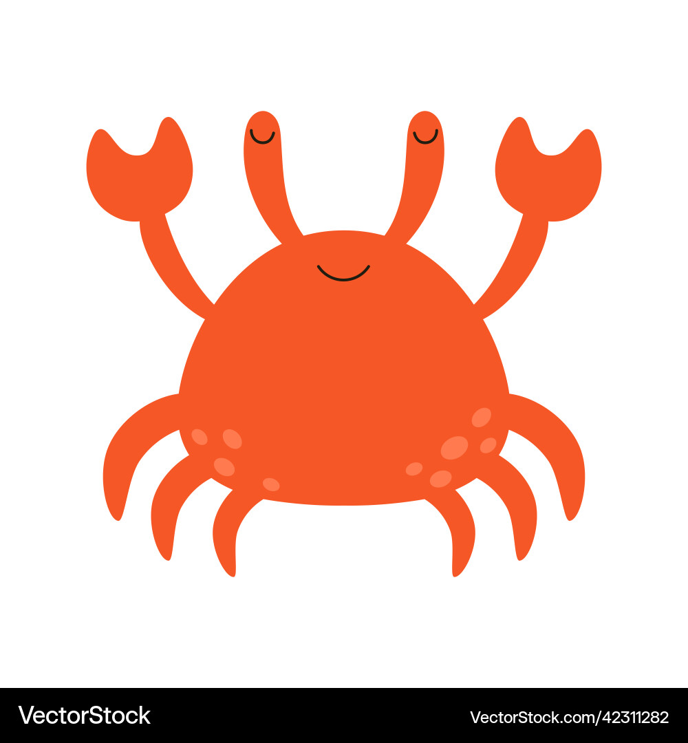 With cute crab isolated sea animals Royalty Free Vector