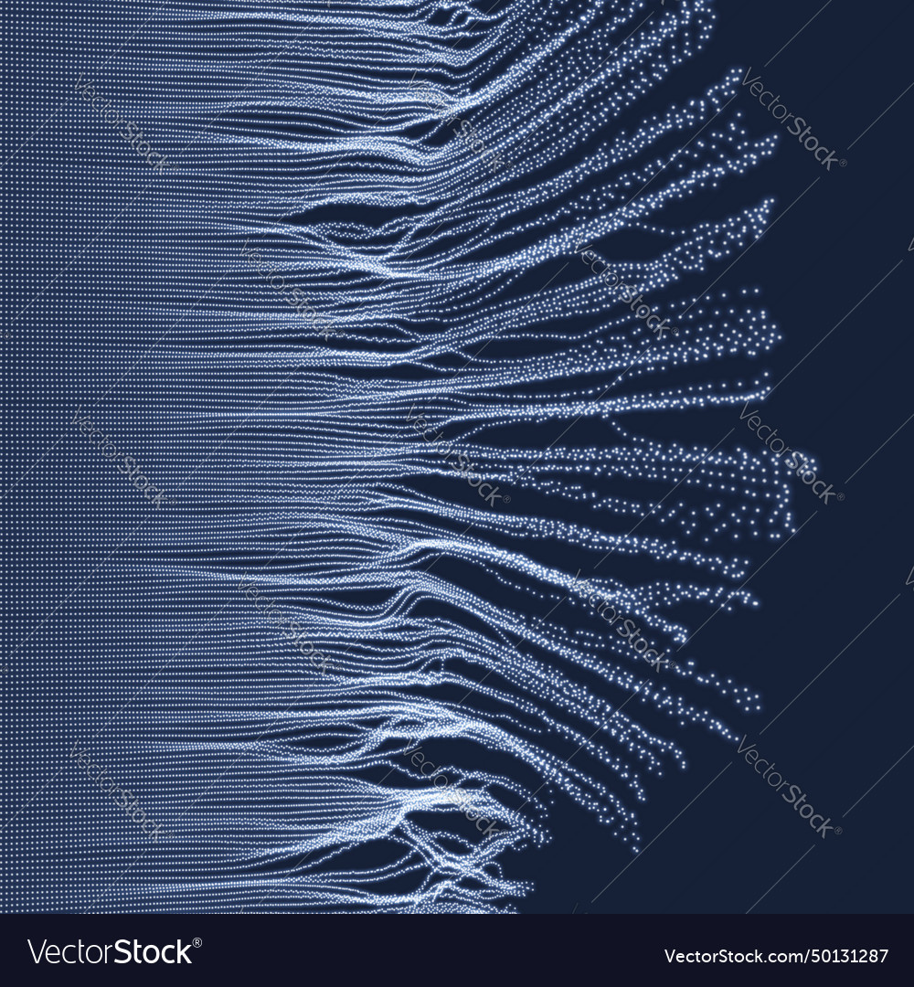 Array with dynamic emitted particles 3d Royalty Free Vector