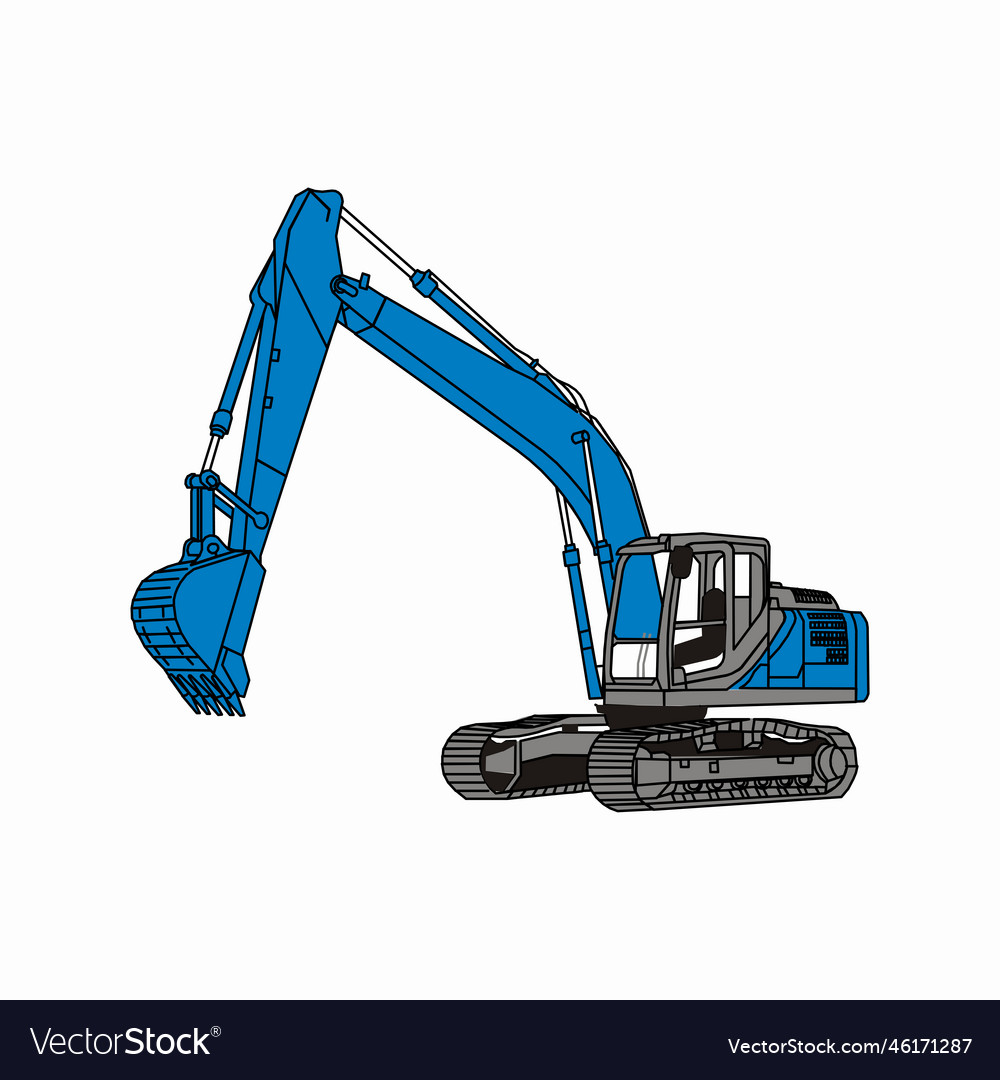 Blue excavator earth mover Royalty Free Vector Image