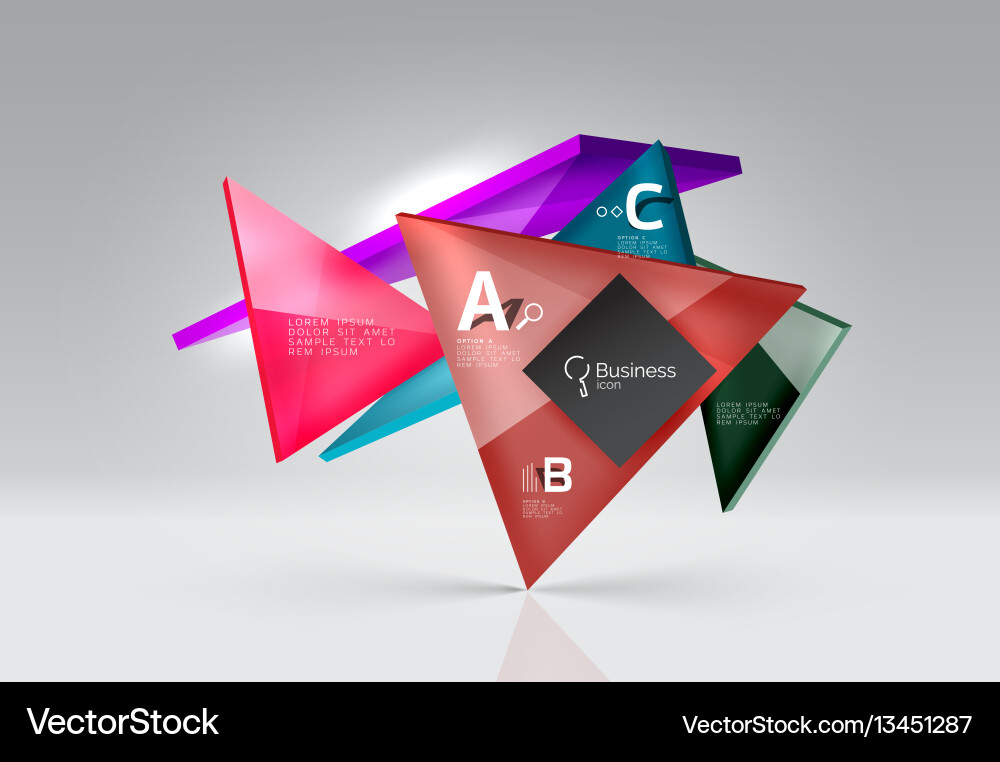 Geometric glass triangles abstract background Vector Image