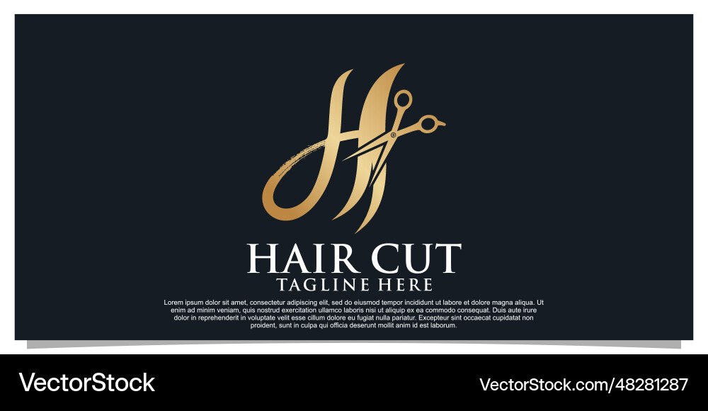 Hair cut logo design with creative concept for Vector Image