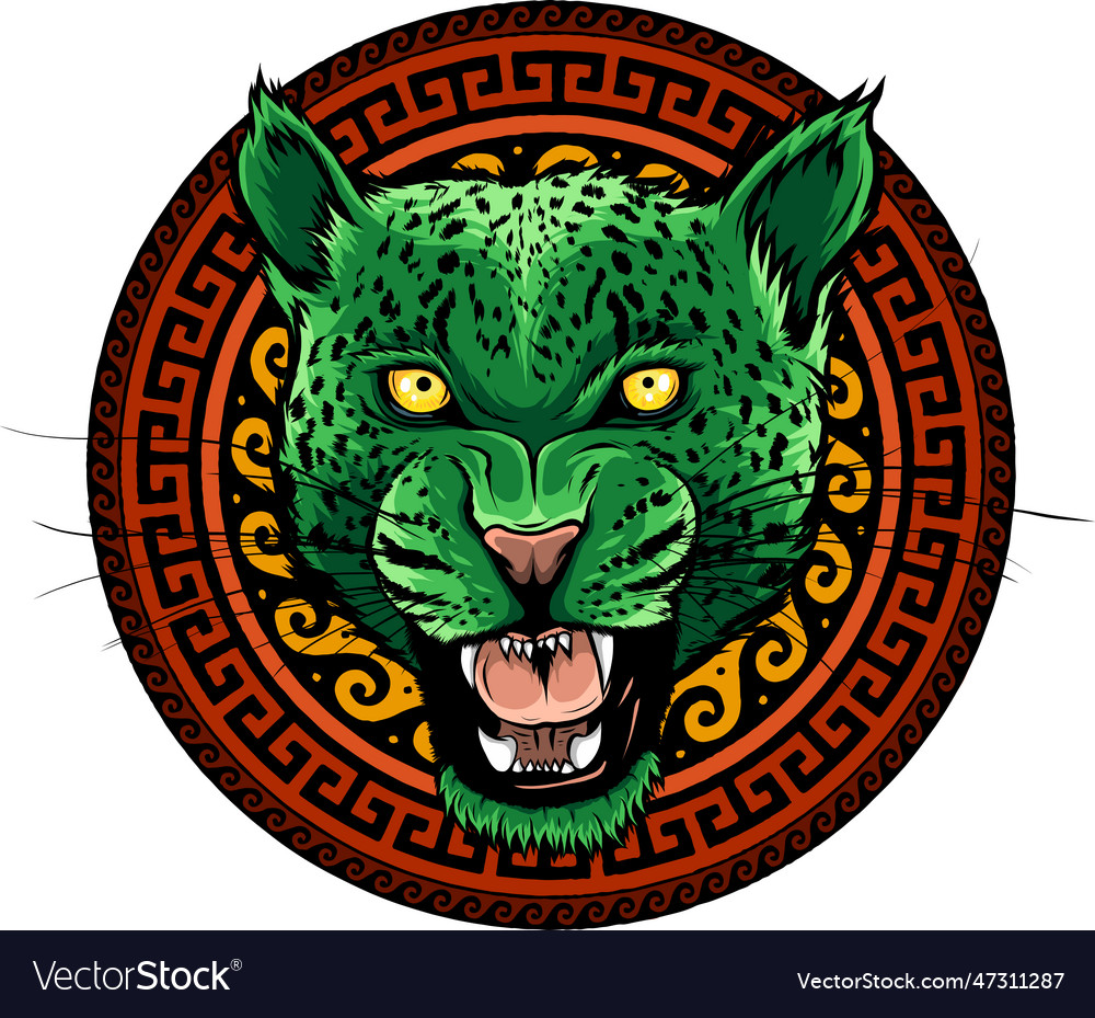 Leopard head in chain lace Royalty Free Vector Image