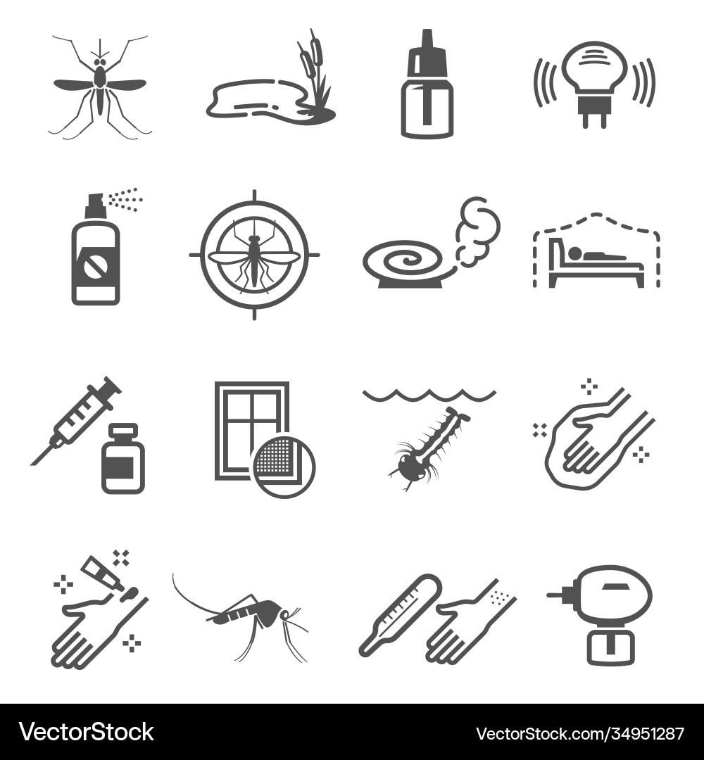 Mosquito insect protection linear icons set Vector Image