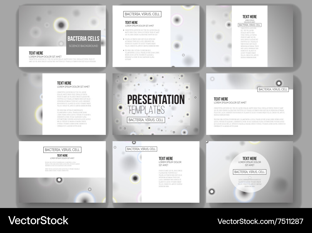 Set of 9 templates for presentation slides Vector Image