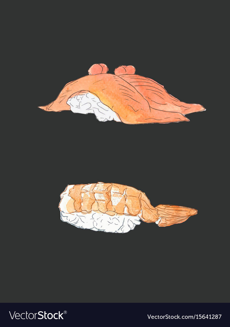 Set of sushi japanese food sketch Royalty Free Vector Image