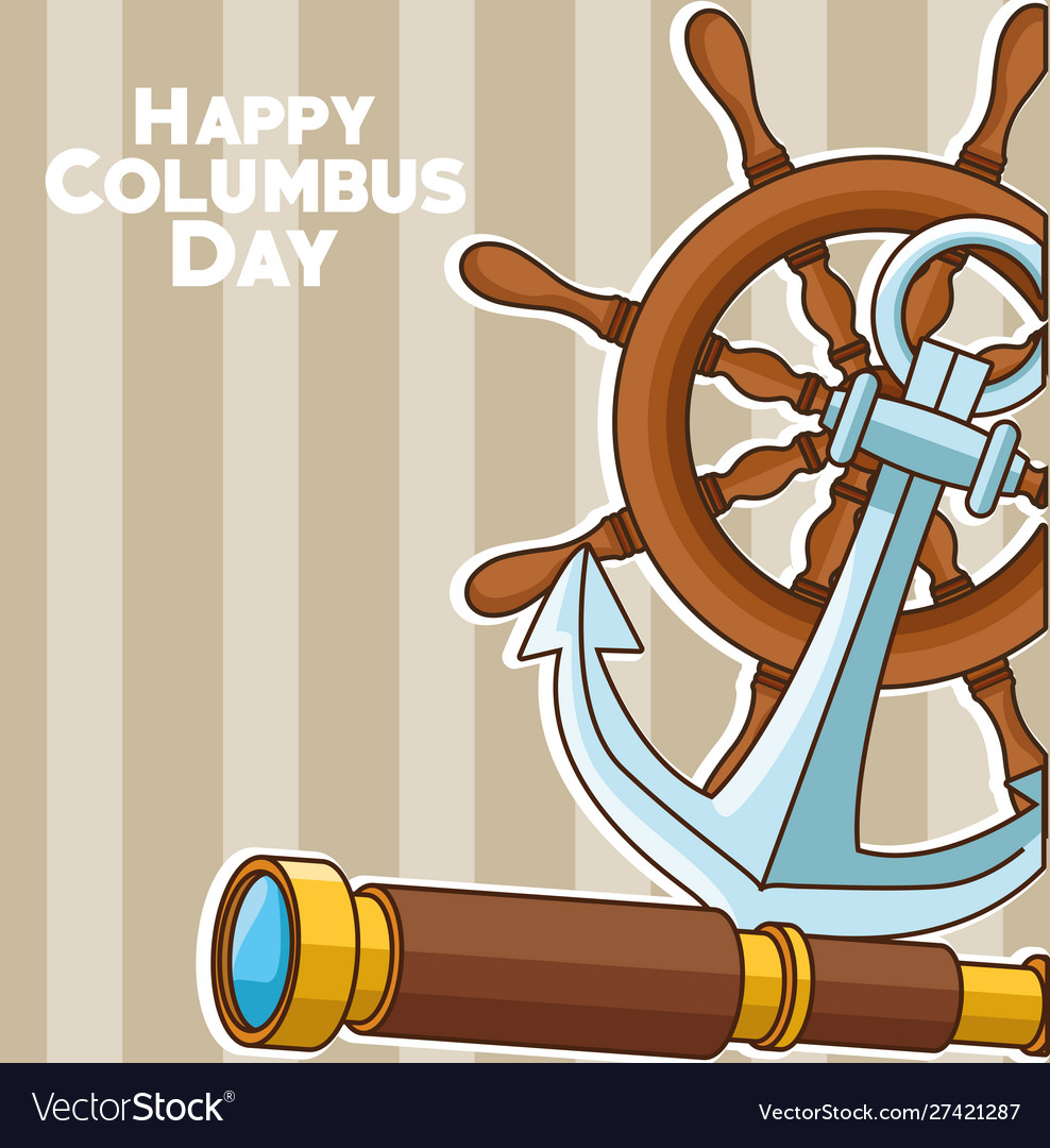 Ship rudder and happy columbus day design Vector Image