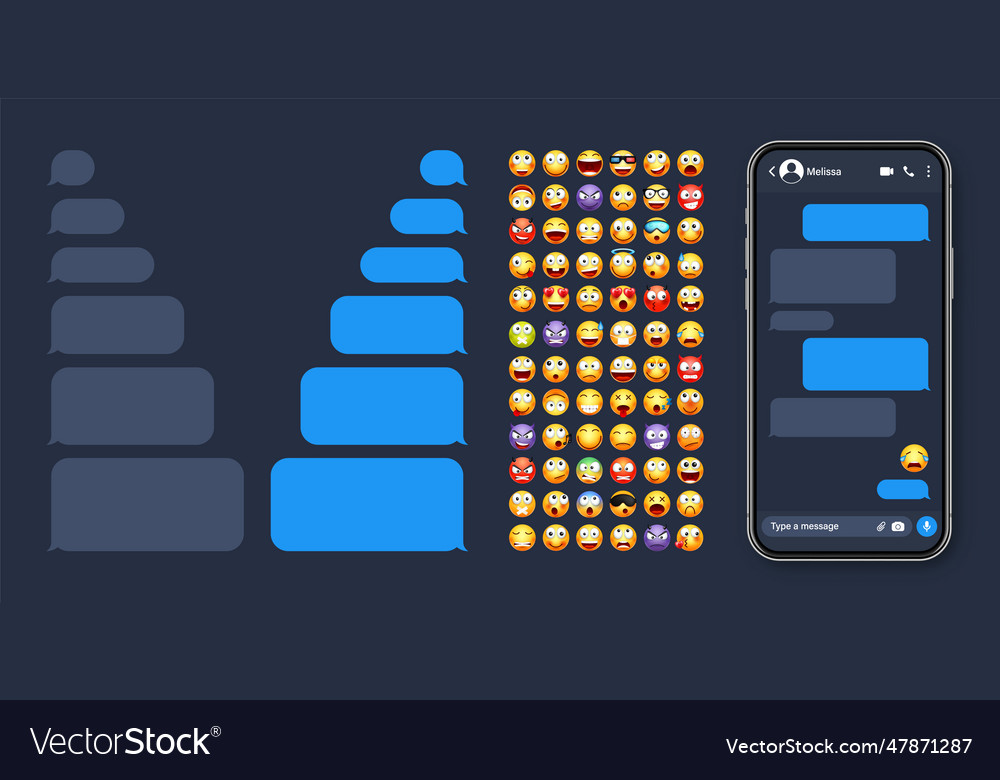 Smartphone messaging app user interface with Vector Image
